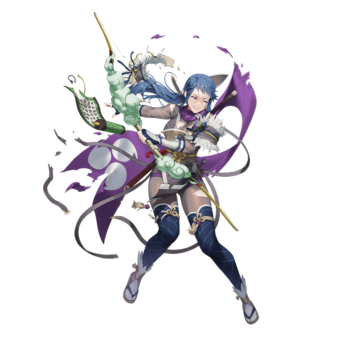 The Big ImageBoard (TBIB) - 1girl blue hair bow (weapon) breasts brown eyes chyko cleavage ...