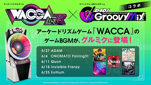 「D4DJ Groovy Mix」とAC向け「WACCA」の相互コラボが5月27日に開始