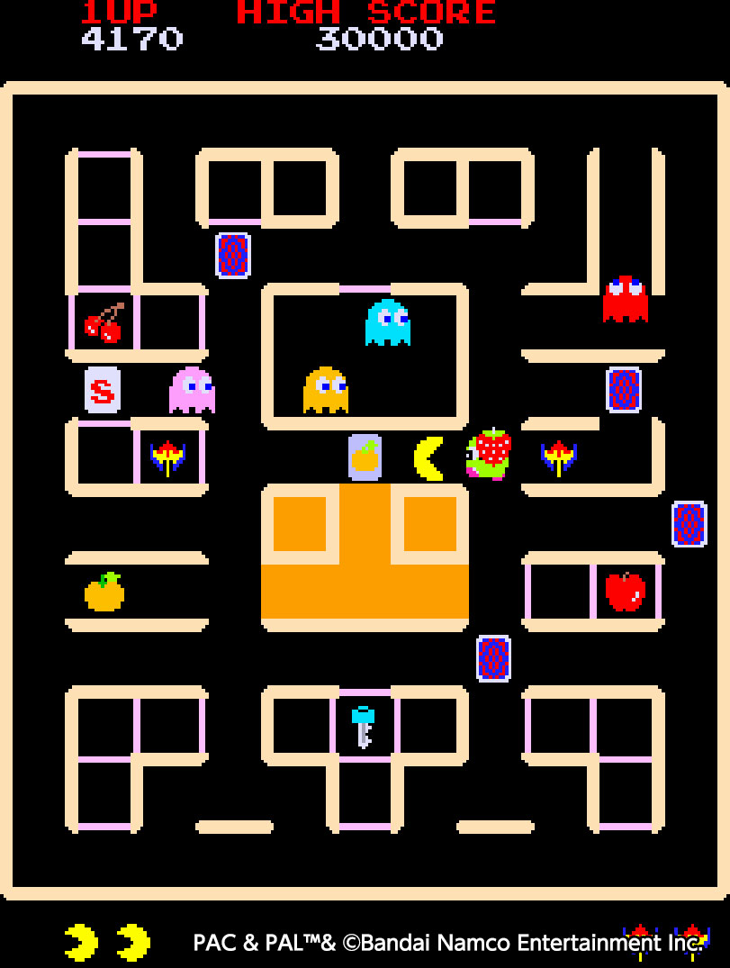 PS4/Switch「アーケードアーカイブス パック＆パル」，9月1日に配信。カードをめくってフルーツやSPターゲットを食べていくACTゲーム